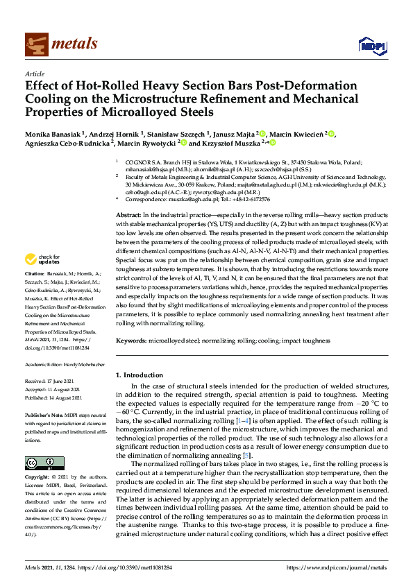 (PDF) Effect of Hot-Rolled Heavy Section Bars Post-Deformation Cooling on the Microstructure ...