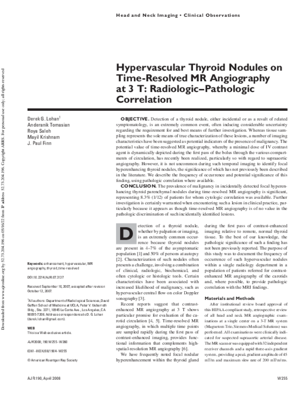 (PDF) Hypervascular Thyroid Nodules on Time-Resolved MR Angiography at ...