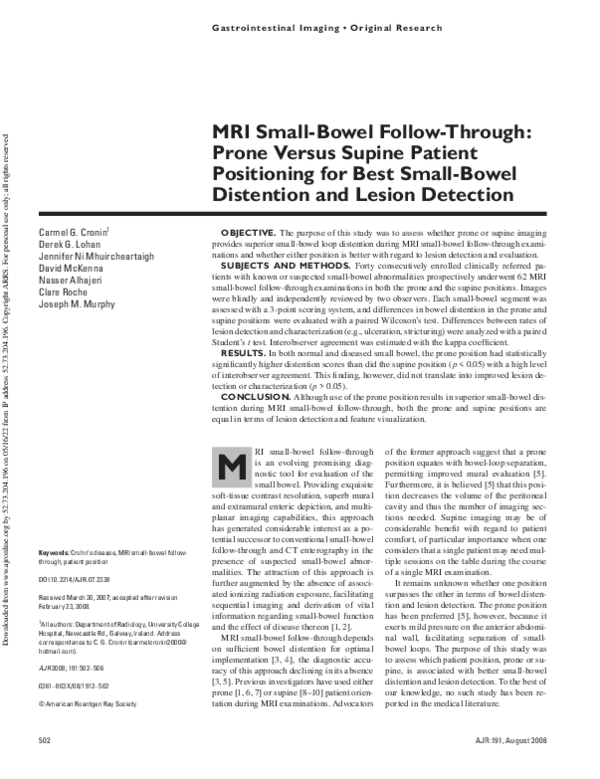 (PDF) MRI Small-Bowel Follow-Through: Prone Versus Supine Patient ...