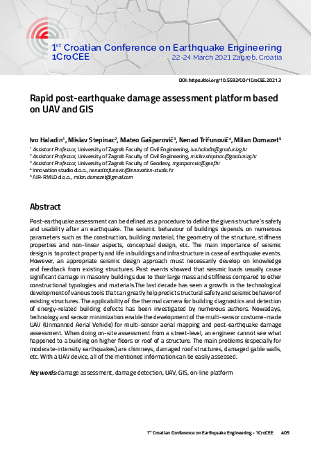 (PDF) Rapid post-earthquake damage assessment platform based on UAV and GIS