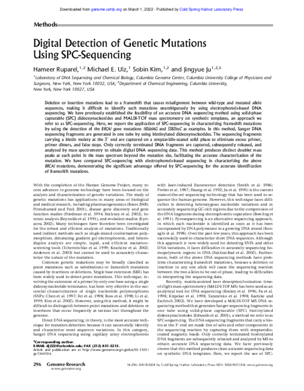 (PDF) Digital Detection of Genetic Mutations Using SPC-Sequencing