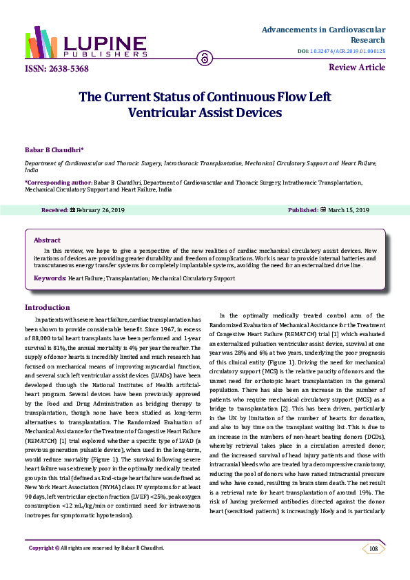 (PDF) Continuous-Flow Left Ventricular Assist Devices | Dennis McNamara - Academia.edu