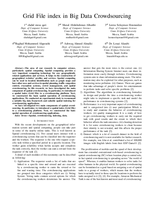 (PDF) Grid File index in Big Data Crowdsourcing