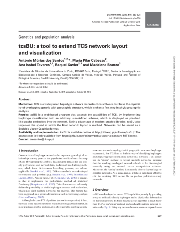 tcsBU: a tool to extend TCS network layout and visualization