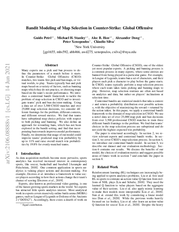 (PDF) Bandit Modeling of Map Selection in Counter-Strike: Global Offensive