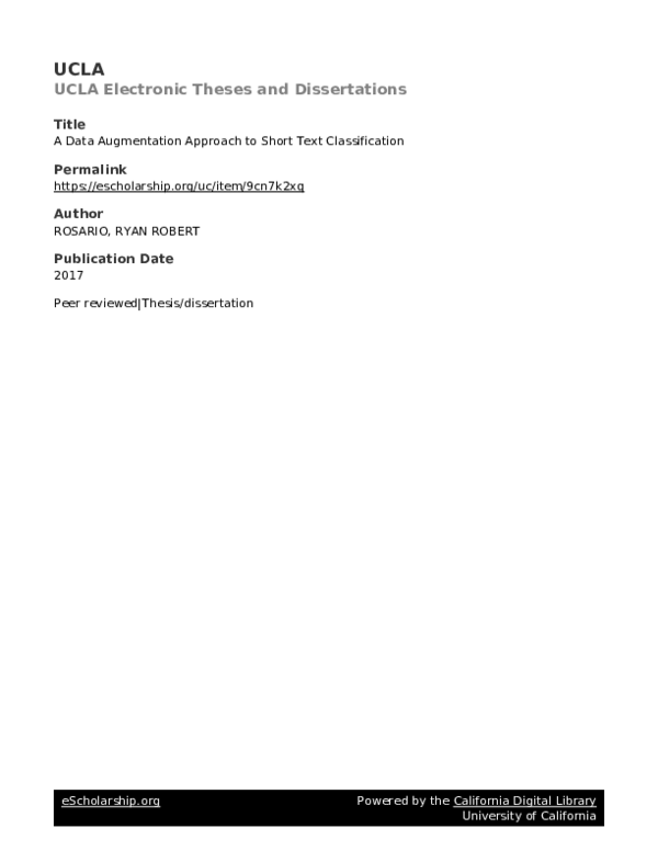 Pdf A Data Augmentation Approach To Short Text Classification Ryan R Rosario
