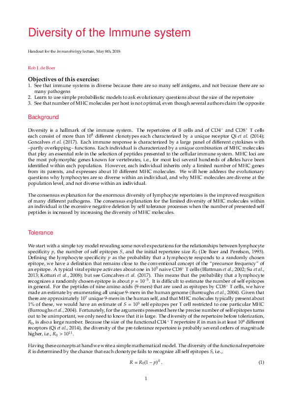 (PDF) Diversity of the Immune system