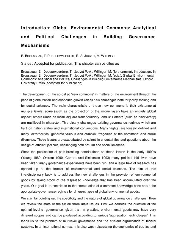 (PDF) Introduction: Global Environmental Commons: Analytical and ...