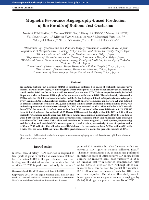 (PDF) Balloon occlusion test
