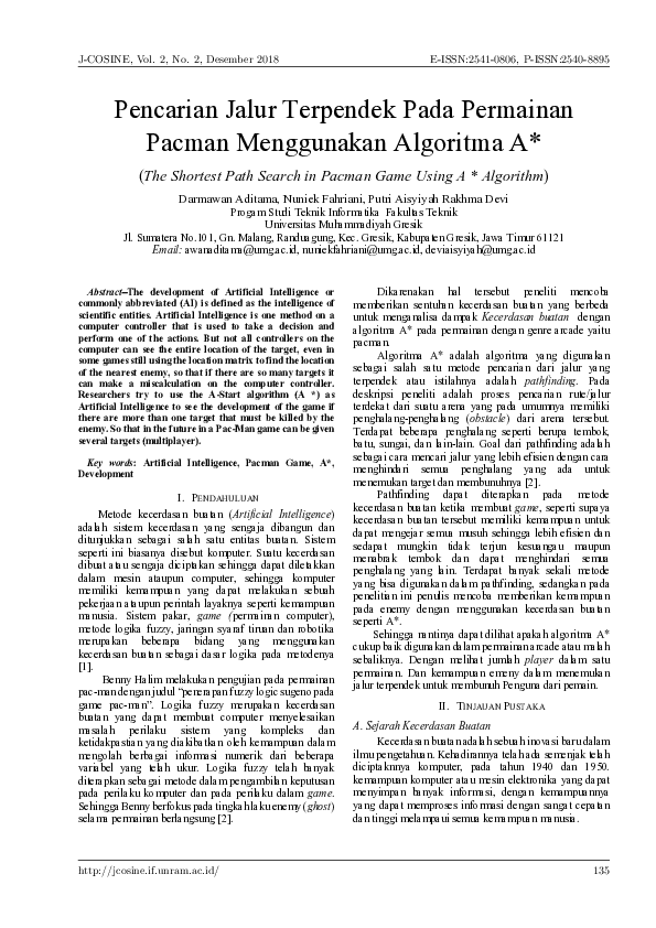 (PDF) Pencarian Jalur Terpendek Menggunakan Algoritma A* Dalam ...