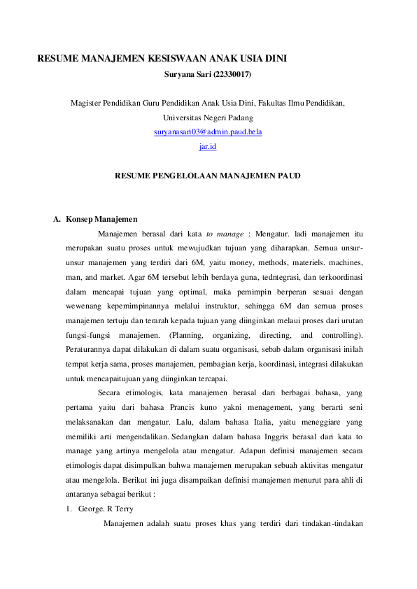 (PDF) RESUME Pengelolaan Manajemen PAUD