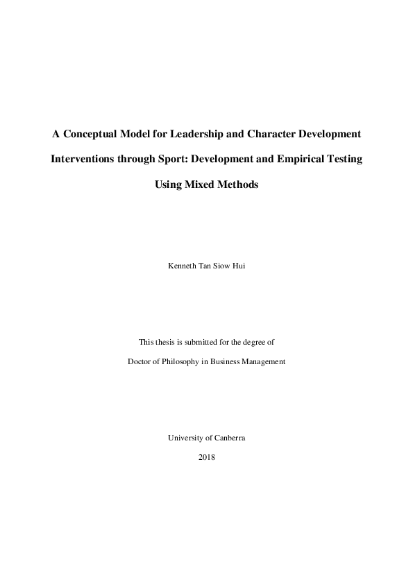 (PDF) A Conceptual Model for Leadership and Character Development Interventions through Sport ...