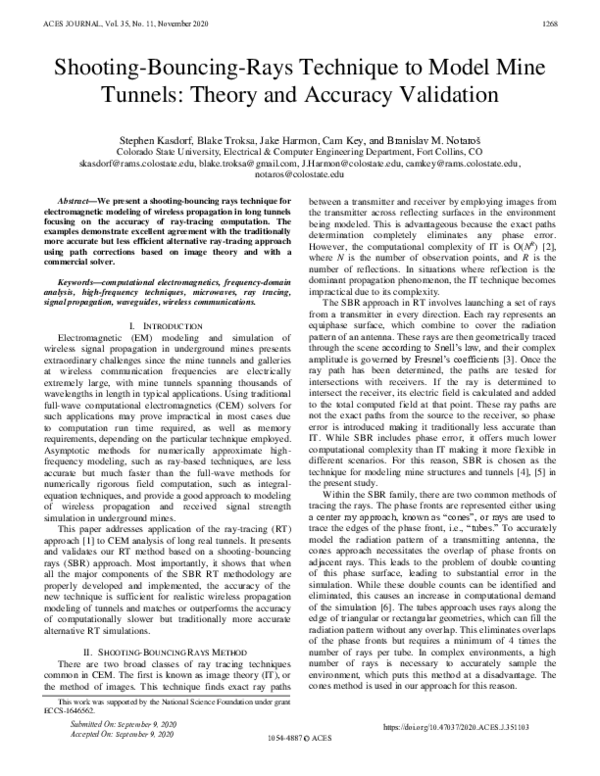(PDF) Shooting-Bouncing-Rays Technique to Model Mine Tunnels: Theory and Accuracy Validation ...