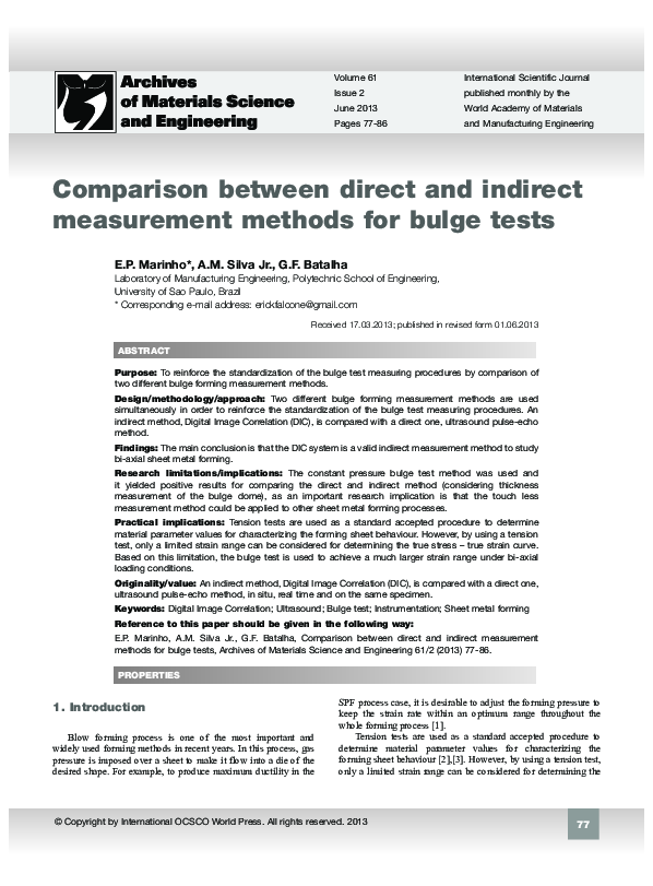 (PDF) Comparison between direct and indirect measurement methods for ...