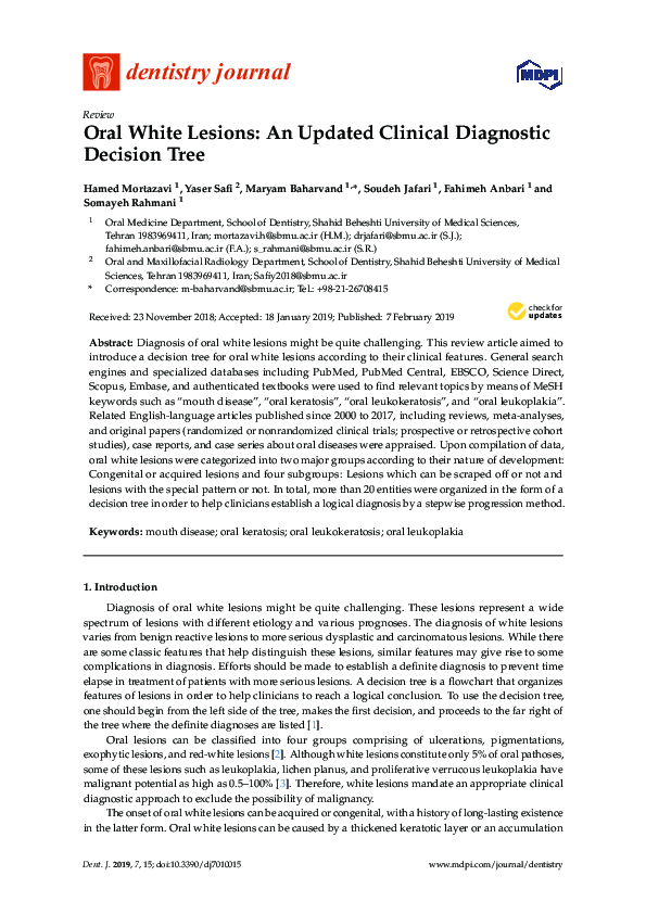 (PDF) Oral White Lesions: An Updated Clinical Diagnostic Decision Tree ...