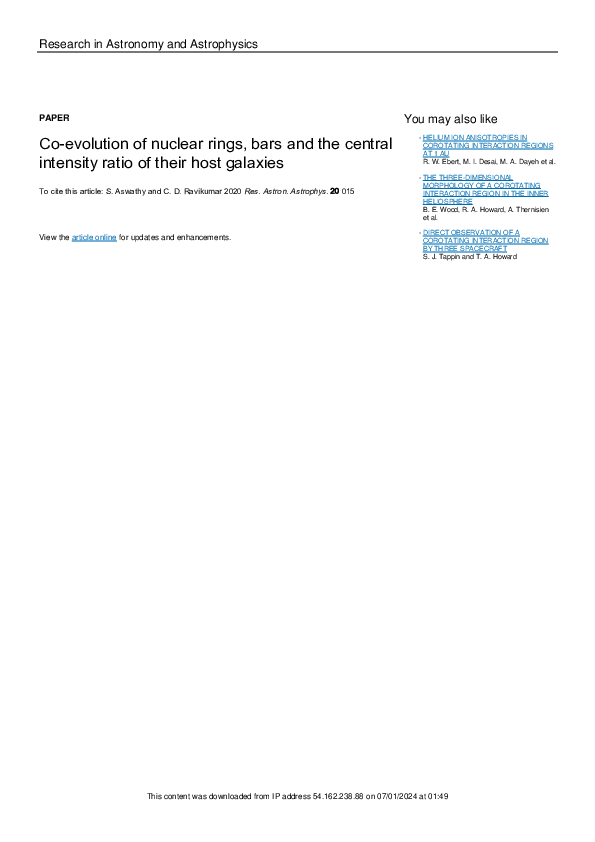 (PDF) Co-evolution of nuclear rings, bars and the central intensity ...