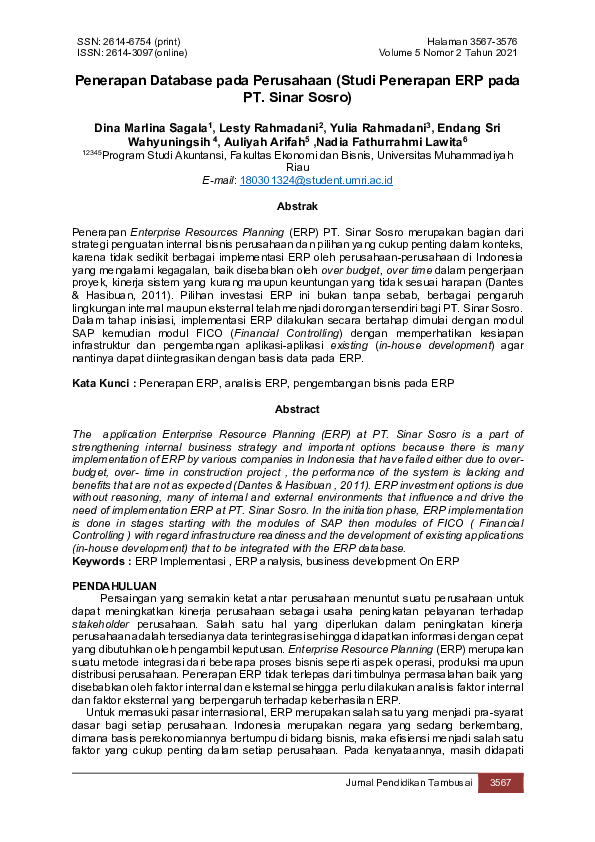 (PDF) Penerapan Database pada Perusahaan (Studi Penerapan ERP pada PT ...