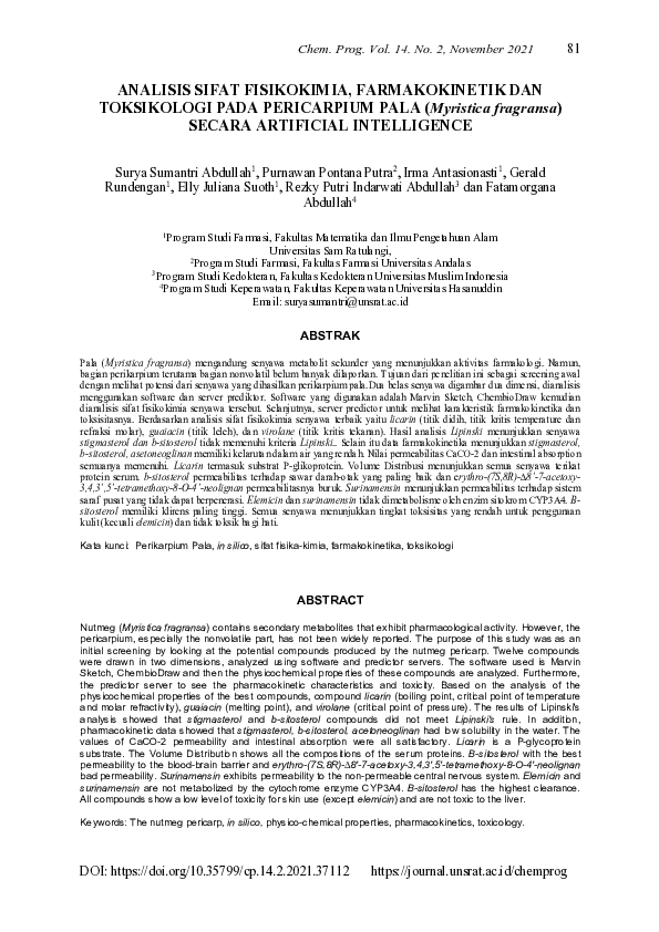 (PDF) ANALISIS SIFAT FISIKOKIMIA, FARMAKOKINETIK DAN TOKSIKOLOGI PADA ...