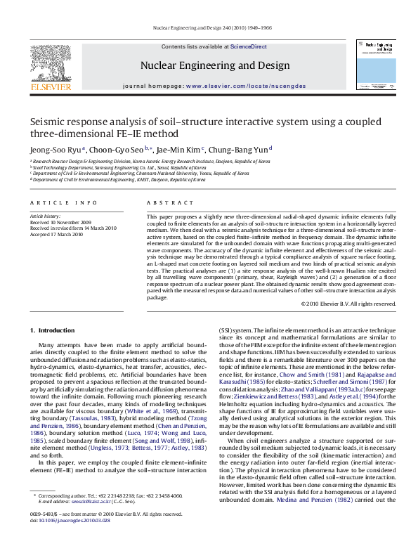 (PDF) Seismic response analysis of soil–structure interactive system using a coupled three ...