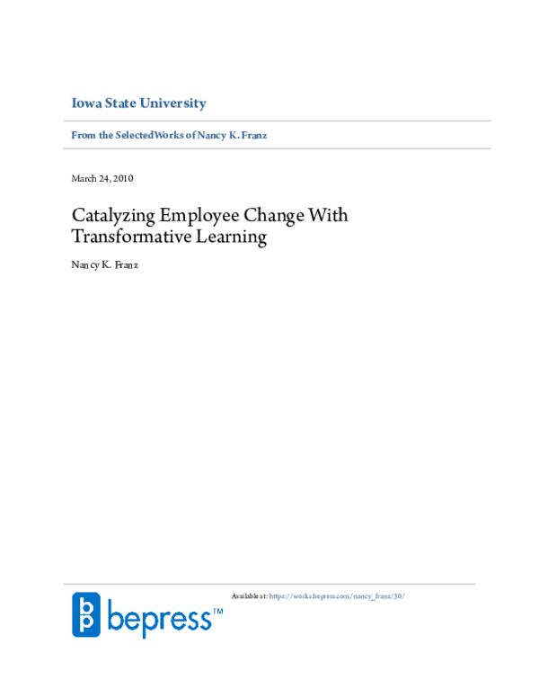 (PDF) Catalyzing employee change with transformative learning