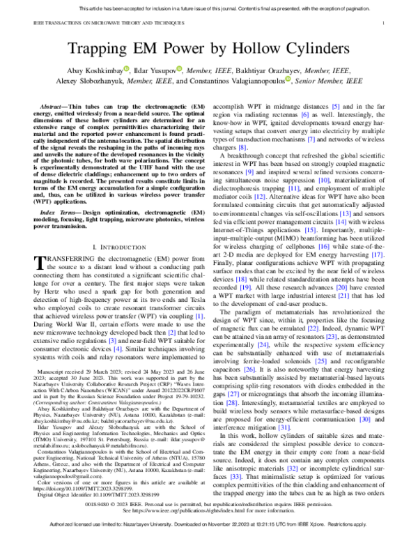(PDF) Trapping EM Power by Hollow Cylinders