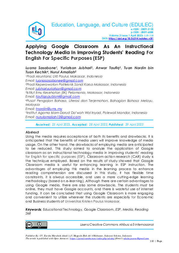 (PDF) Applying Google Classroom As An Instructional Technology Media In ...