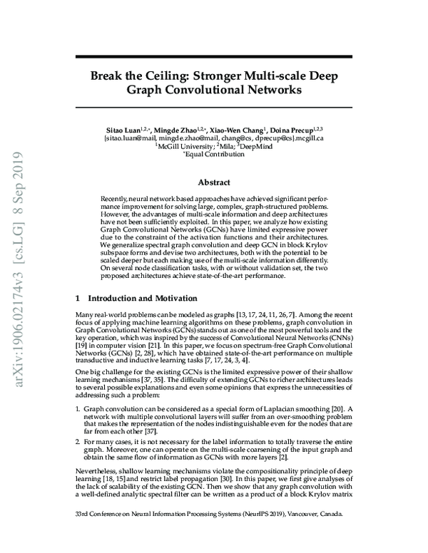 (PDF) Break the Ceiling: Stronger Multi-scale Deep Graph Convolutional Networks