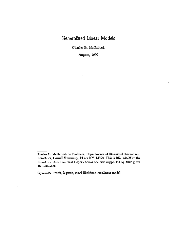 (PDF) Generalized Linear Models