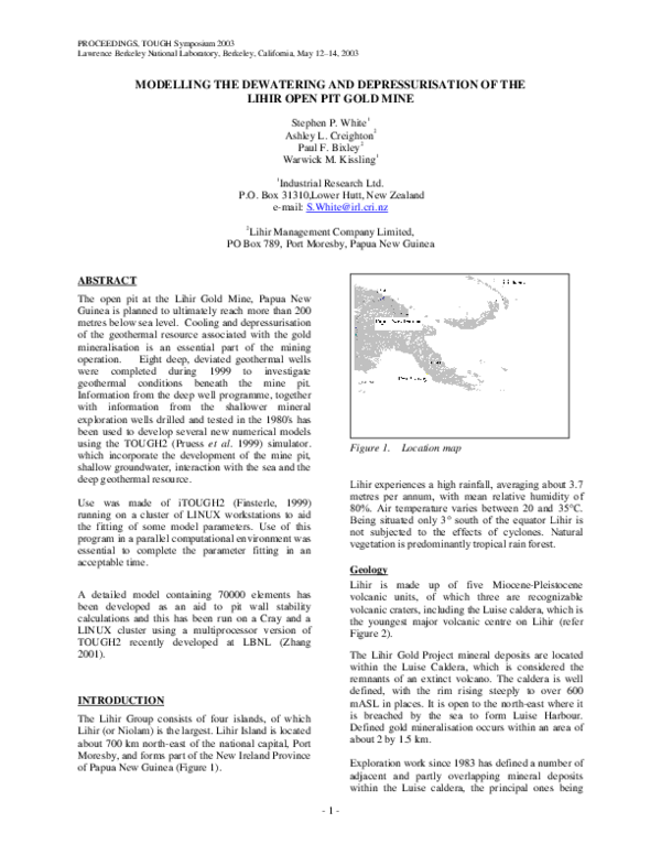 (PDF) Modelling the dewatering and depressurisation of the Lihir open ...
