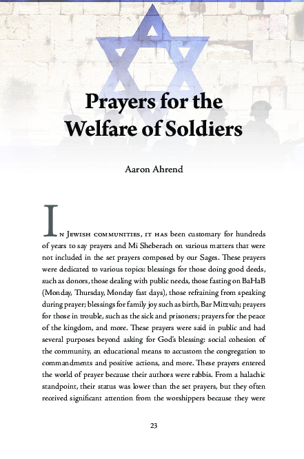 (PDF) Aaron Ahrend, “Prayers for the Welfare of Soldiers,” in Aviad ...