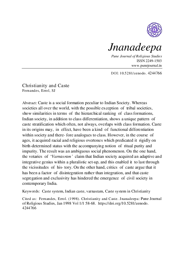 (PDF) Christianity and Caste