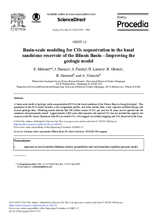 (PDF) Basin-scale modeling for CO2 sequestration in the basal sandstone ...