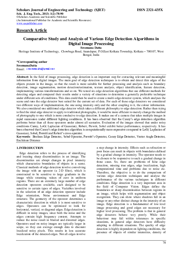 (PDF) Comparative Study and Analysis of Various Edge Detection Algorithms in Digital Image ...