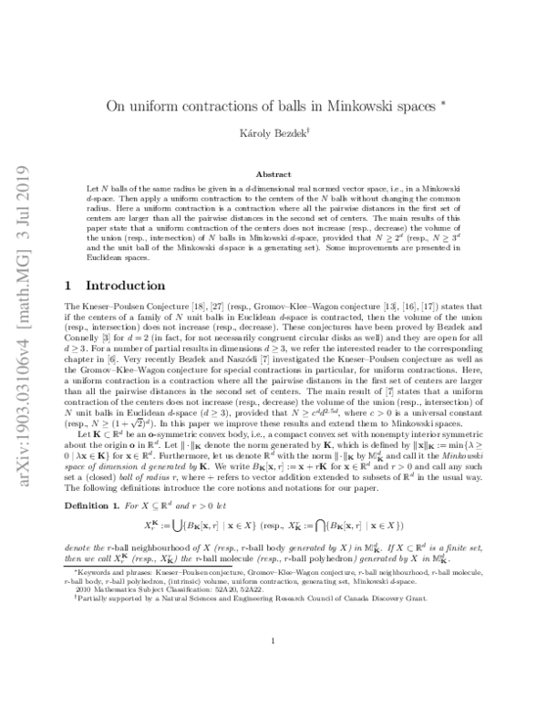 (PDF) On the volume of unions and intersections of congruent balls ...