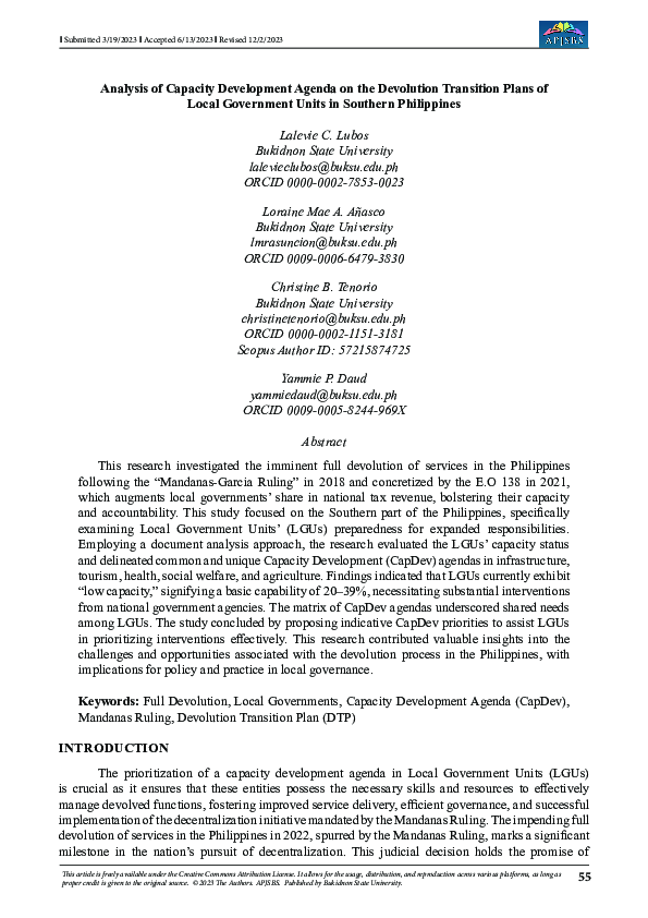 (PDF) Analysis of Capacity Development Agenda on the Devolution ...