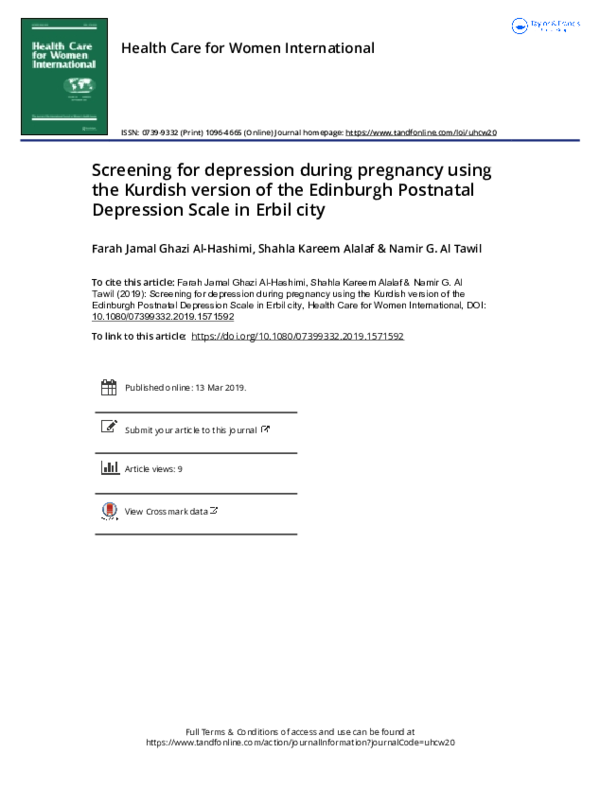 (PDF) Screening for depression during pregnancy using the Kurdish ...
