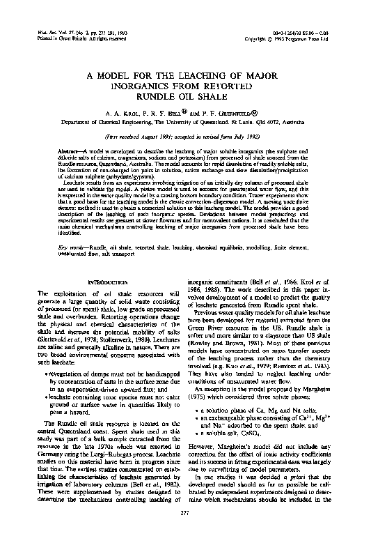 (PDF) A model for the leaching of major inorganics from retorted Rundle ...
