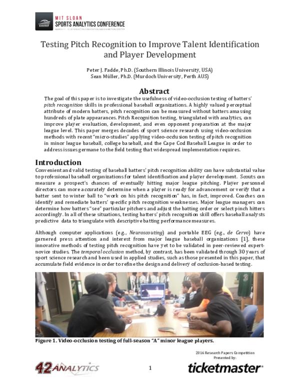 (PDF) Testing pitch recognition to improve talent identification and ...