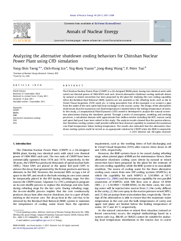 (PDF) Analyzing the alternative shutdown cooling behaviors for Chinshan ...