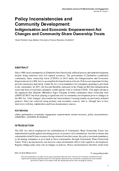 (PDF) Policy Inconsistencies and Community Development