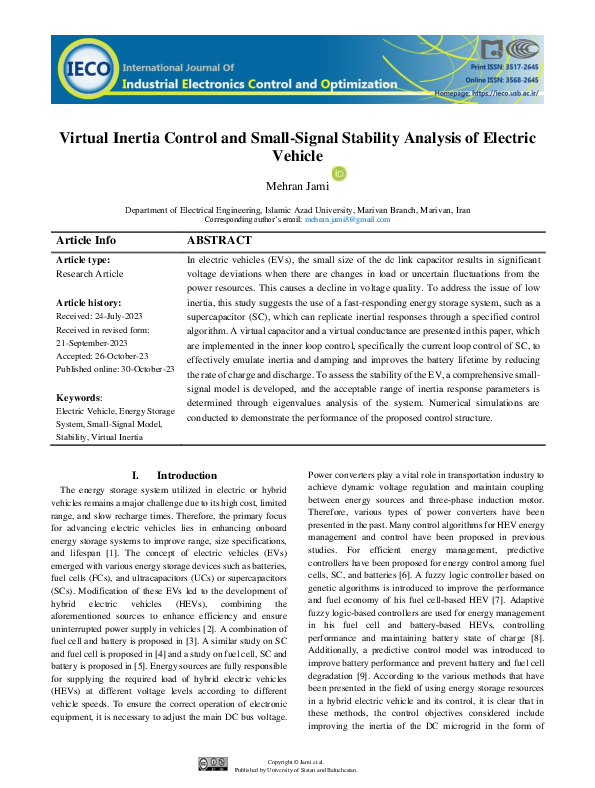 (PDF) Virtual Inertia Control and Small-Signal Stability Analysis of ...
