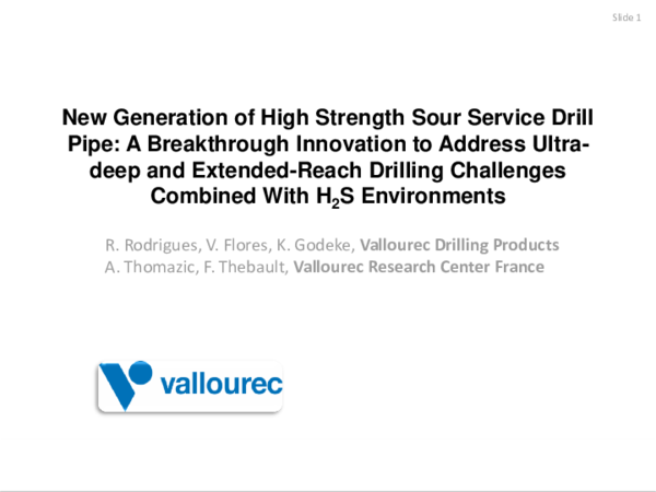 (PDF) New Generation of High Strength Sour Service Drill Pipe: A ...