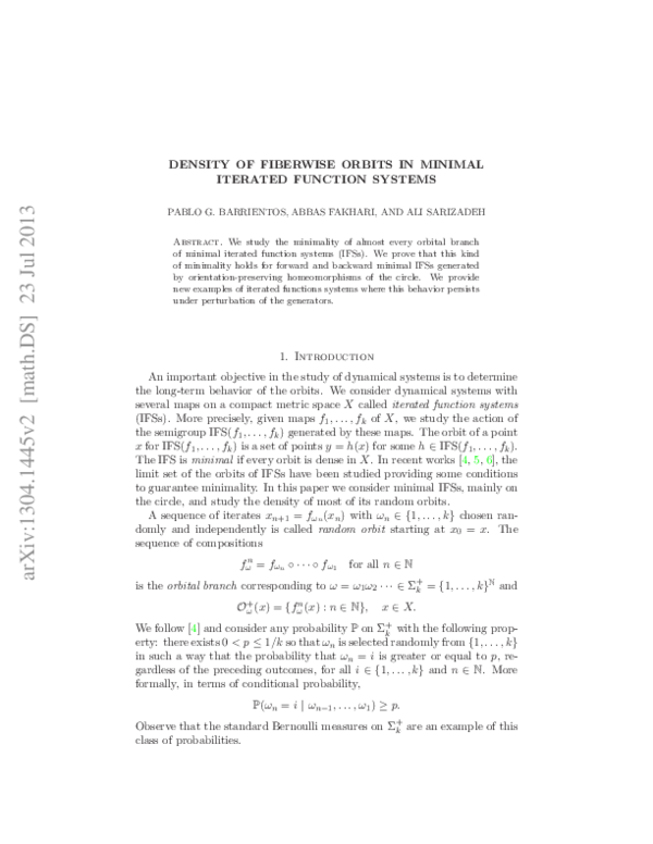 (PDF) 3 Density of Fiberwise Orbits in Minimal Iterated Function Systems