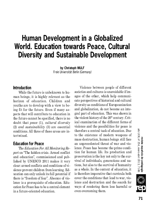 (PDF) Human Development in a Globalized World. Education towards Peace ...