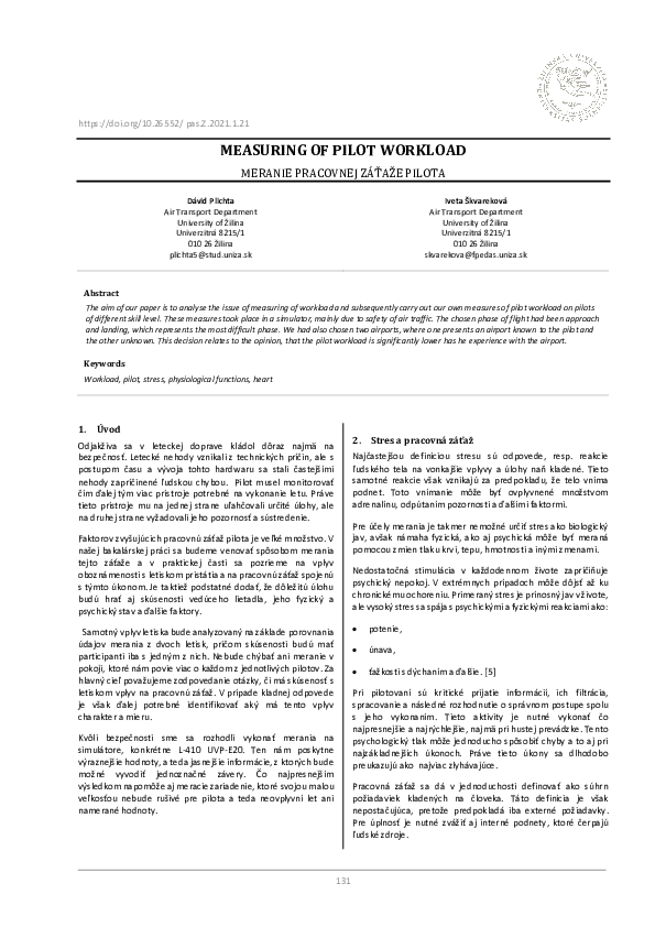 (PDF) Measuring of pilot workload