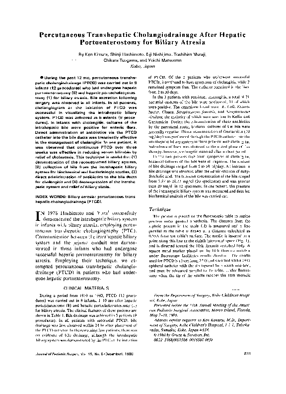 (PDF) Percutaneus transhepatic cholangiodrainage after hepatic ...