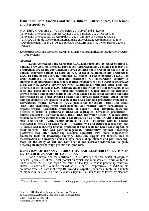 (PDF) Banana in Latin America and the Caribbean: Current State ...