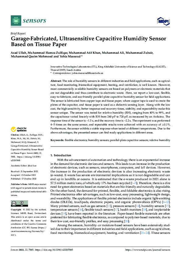 (PDF) Garage-Fabricated, Ultrasensitive Capacitive Humidity Sensor ...