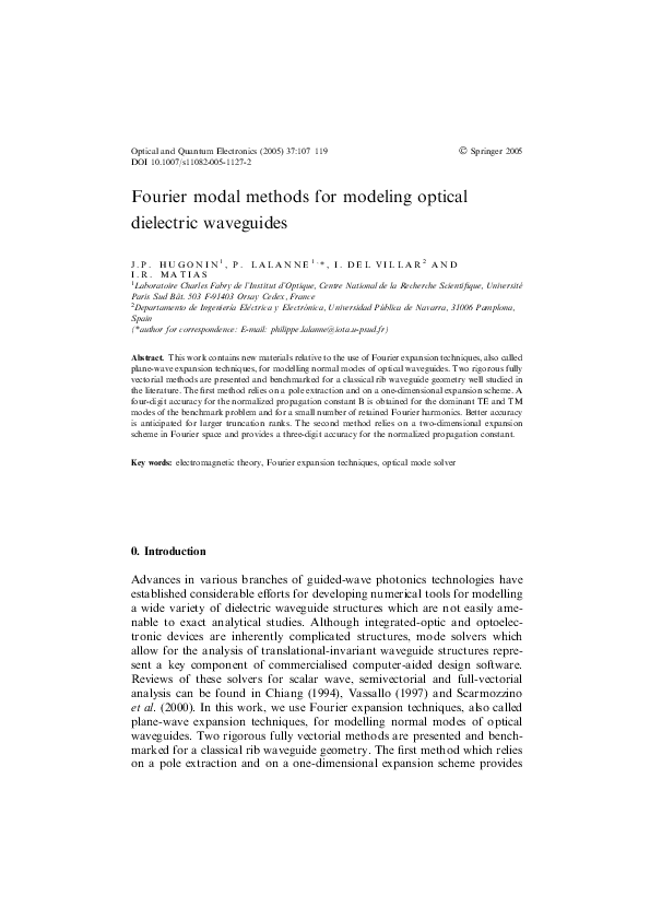 (PDF) Fourier modal methods for modeling optical dielectric waveguides