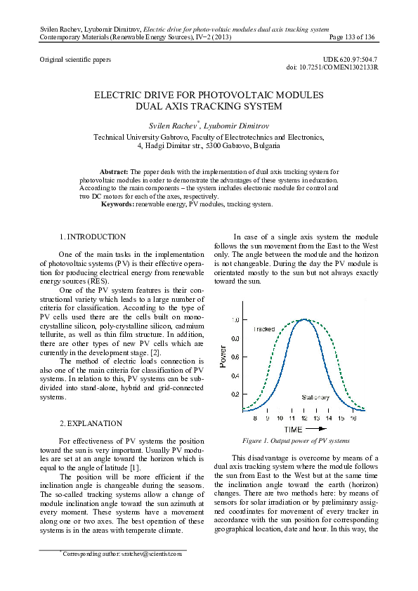 Pdf Dual Axis Photovoltaic Tracking System Design And Experimental
